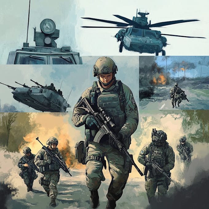 Draw military themed illustrations by Izetteatz | Fiverr