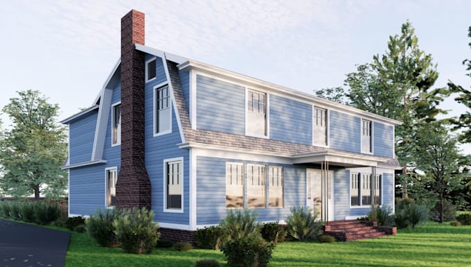 Renovate old building to 3d cgi modern house,colonial house,skp render ...