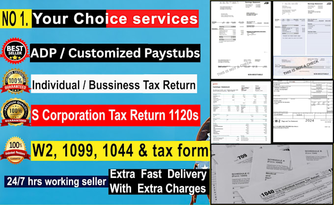 Prepare adp paystubs, tax return , custom accurate pay stub, w2, 1040 ...