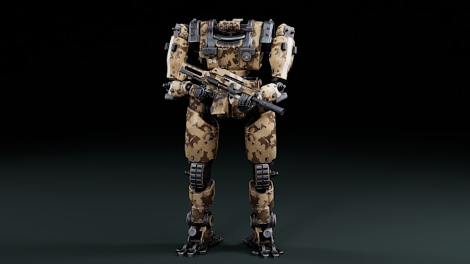 3d sci fi mech, war machine, game assets, realistic armor, rig for game ...