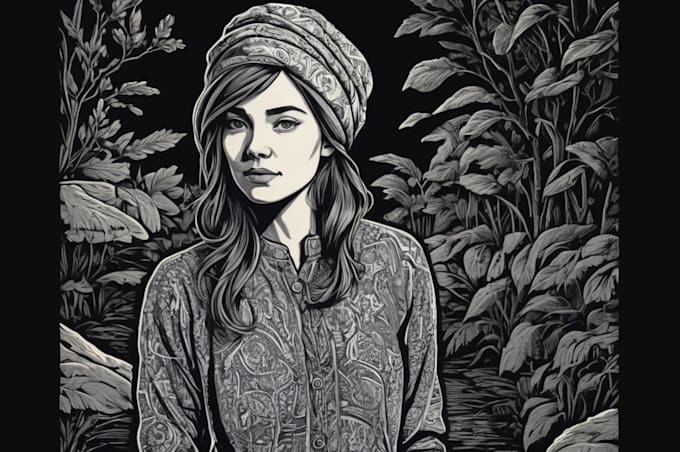 Create a custom portrait in linocut style by Olinolemn | Fiverr