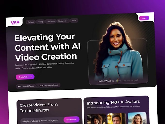 Create ai video generator app, ai video generator website, ai saas website by Hazeem121 | Fiverr