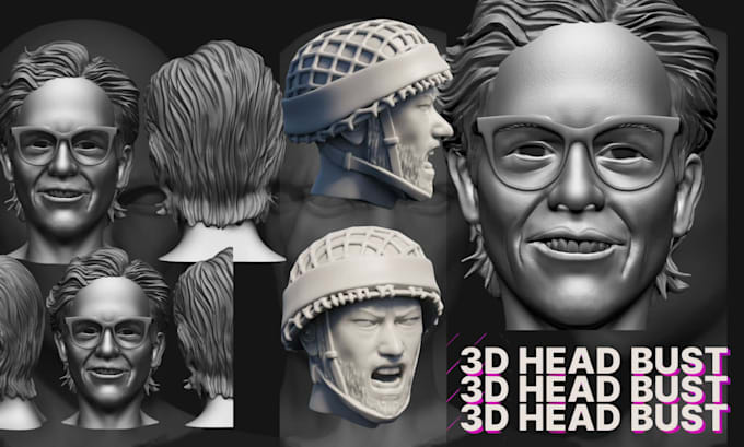 Sculpt detailed 3d head bust, 3d face model, and full body model for 3d ...