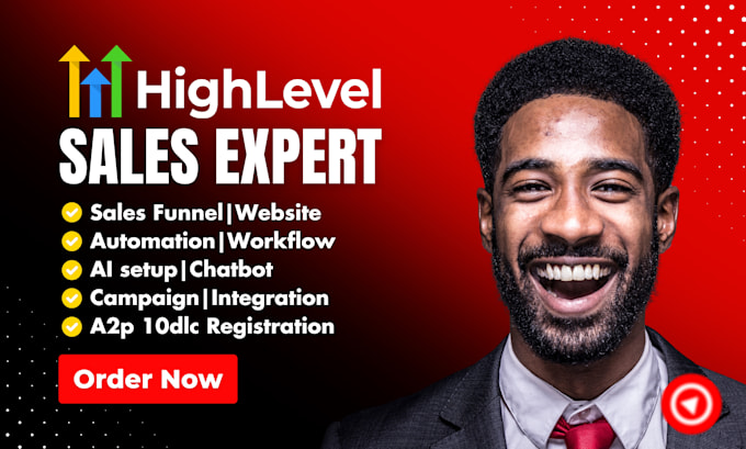 Gohighlevel crm expert to setup ghl workflow automation sales funnel website a2p by ...