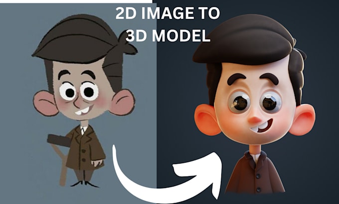 Convert 2d drawing image to printable stl files 3d character model ...