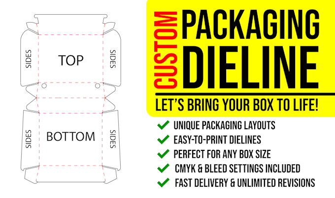 Custom packaging dieline, box layout, print template, folding design ...