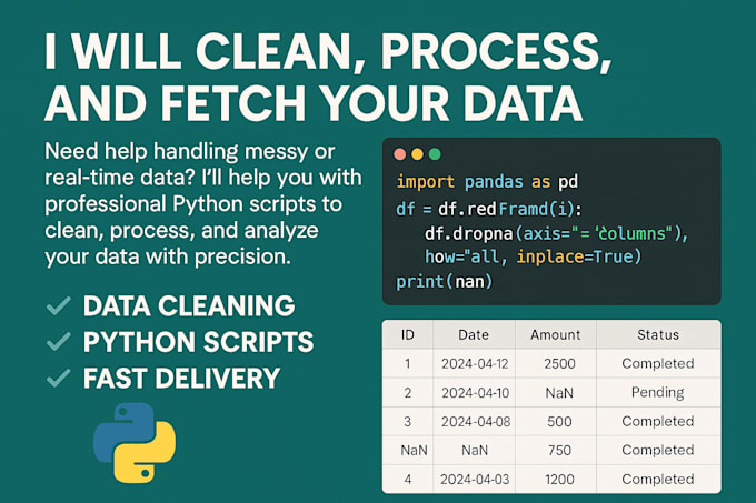 Clean, process, and fetch your data using python scripts by Rashmi_17121 | Fiverr