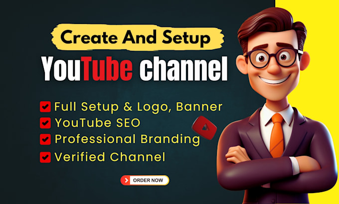 Create and setup youtube channel with seo, logo, banner design, intro ...