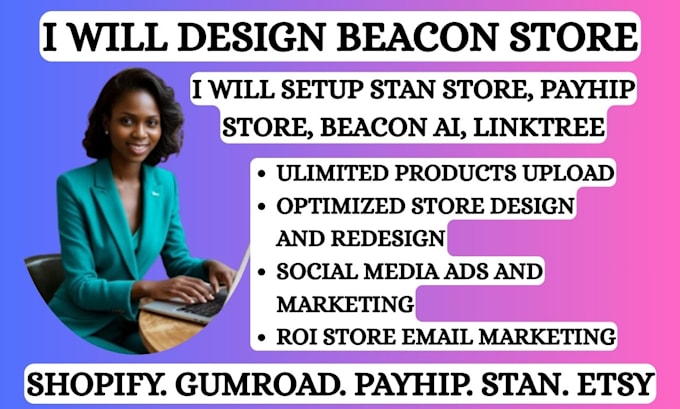Set up beacons stan store design payhip store for stan store marketing ...