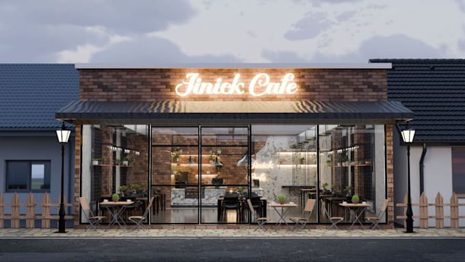 Remodel 3d exterior cafe design, bar, restaurant, lounge,spa, coffee ...