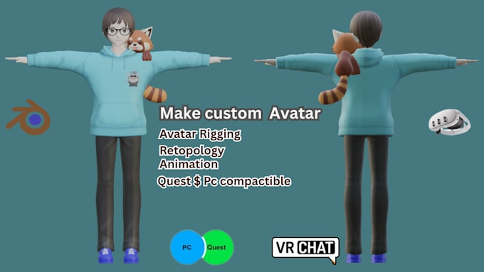 Create you a humanoid avatar for vtubing or vrchat, edit vrchat avatar ...