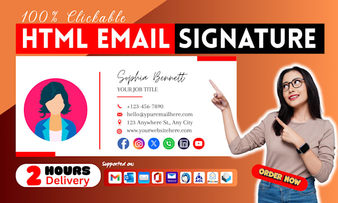 Create html email signature or clickable html email signature, outlook ...