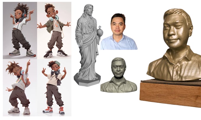 Made 2d to 3d model character portrait design revit drawing to ...