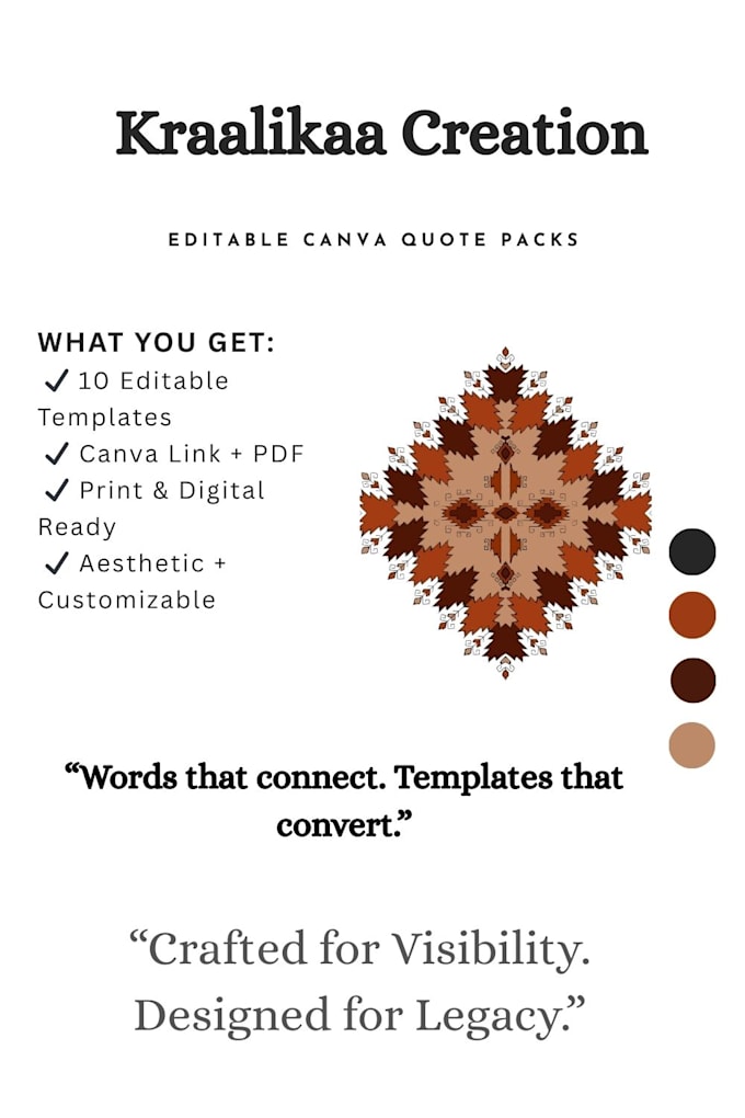 Create 10 editable canva quote templates for print use by ...