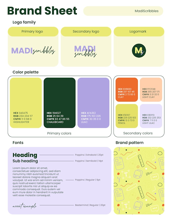 Create a comprehensive, polished brand style guide by Madi_scribbles ...
