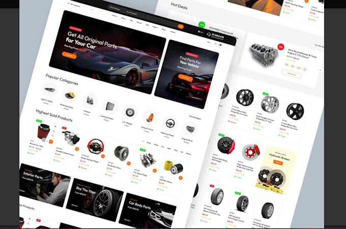 Design auto parts website car part website tyre shop tire auto wheel ...