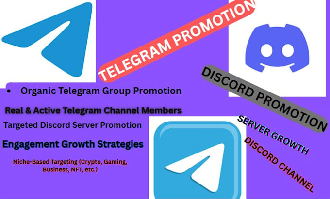 Do telegram group promotion, telegram memebers, discord group, server ...