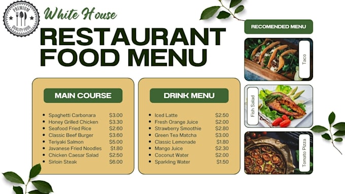 Do an amazing menu design, food menu, restaurant menu design by ...