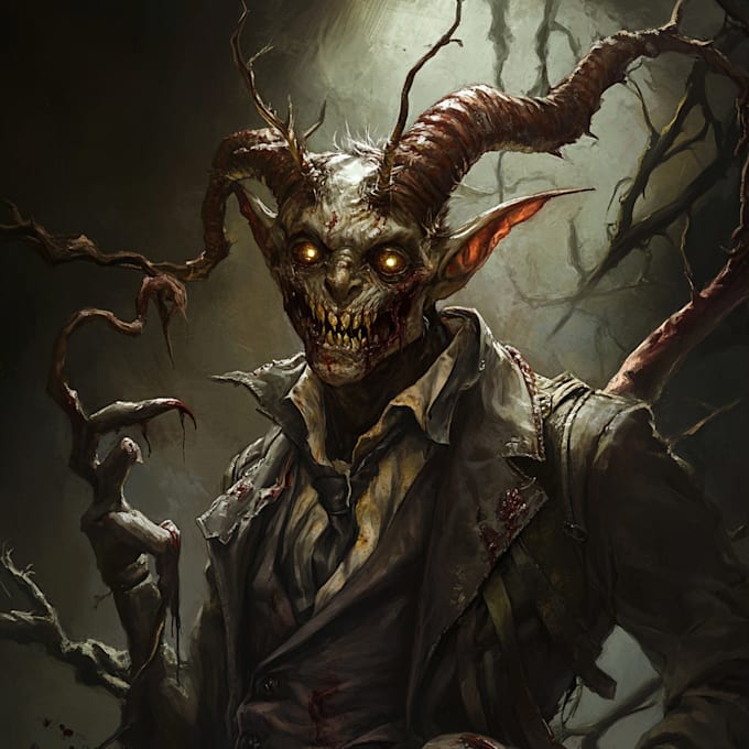 Draw unique fantasy horror character art and sci fi oc, game art by ...