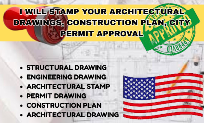 Stamp your architectural drawings, construction plan, city permit ...