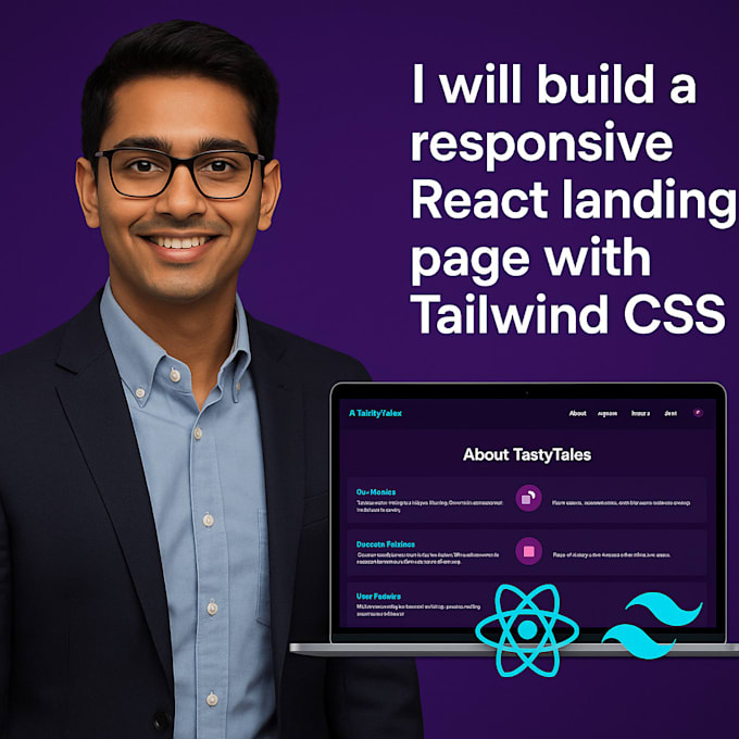 Build a responsive react landing page with tailwind css by Hassan_aliendev | Fiverr