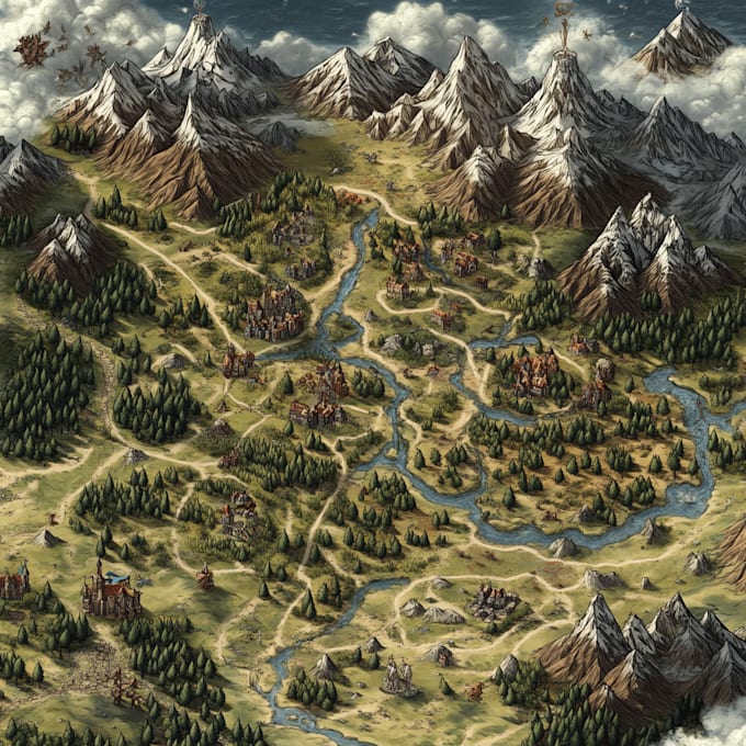 Illustrate a detailed fantasy map for your rpg, book, etc by Tinsmo ...