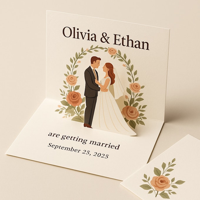 Create a unique popup wedding invitation card by Halaing | Fiverr