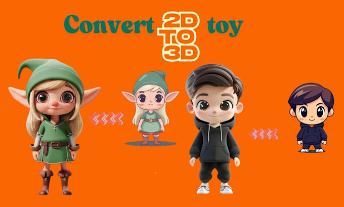 Convert 2d to 3d cute character toy 3d character image to 3d stl 3d ...