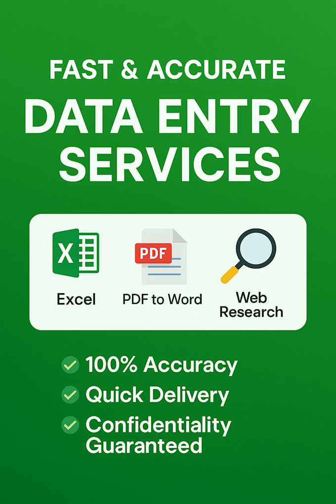 Do data entry, excel, copy paste, web research, and typing work by Hadibistari | Fiverr
