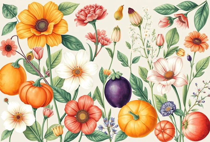 Draw your flowers fruits vegetable and botanical plants by Doreimon ...