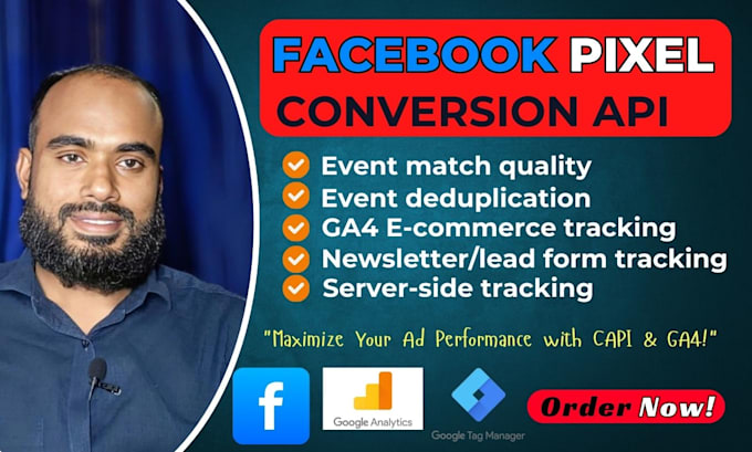 Setup meta pixel,facebook pixel,conversion api with server side tracking by Mktg_mamun | Fiverr