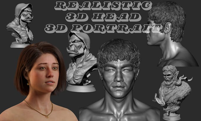 Sculpt realistic 3d head bust face, action figure, portrait, full body ...