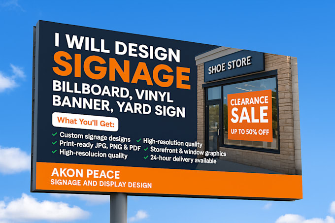 Design signage, billboard, vinyl banner, yard sign, storefront ...