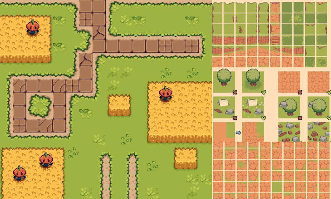 Do top down pixel art tilset 2d pixel art assets sprite sheet rpg tile ...