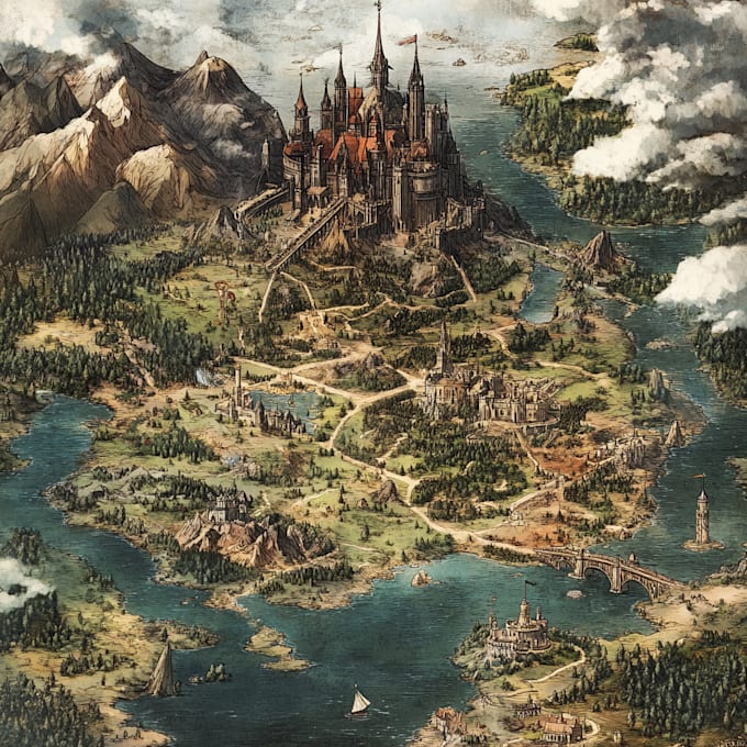 Draw a beautiful fantasy map in 4k for you by Stylishope | Fiverr