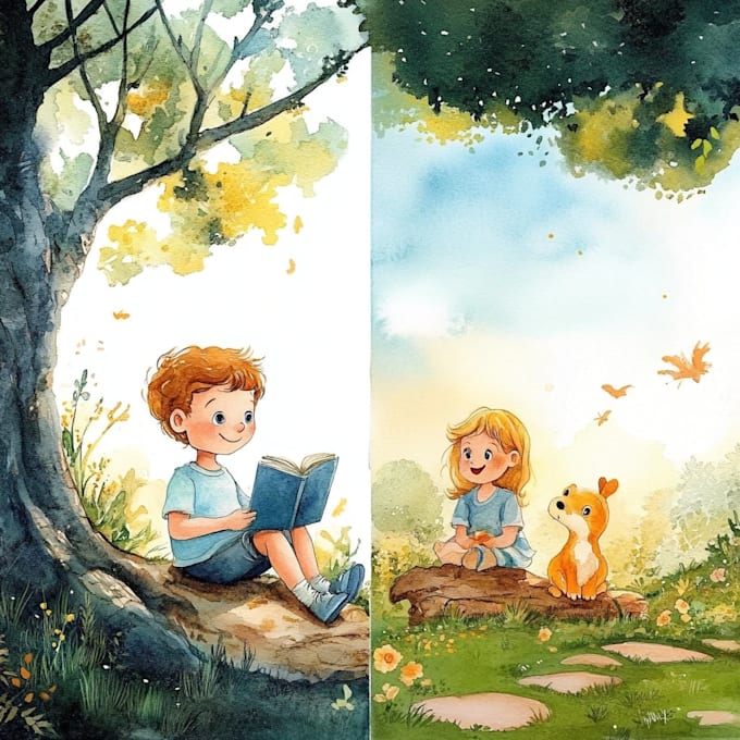 Make hand drawn children story book illustration watercolor by Greomite ...