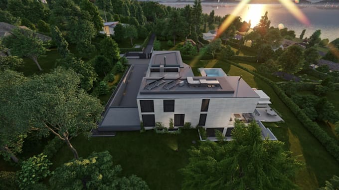 Refurbished 3d tropical villa,landscape garden, terrace render,pool ...