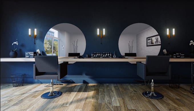 Redesign 3d interior workspace,barbing salon, realistic rendering,house ...