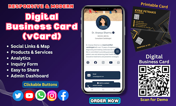 Design your modern vcard, ecard, or digital business card website by Designerrupali | Fiverr