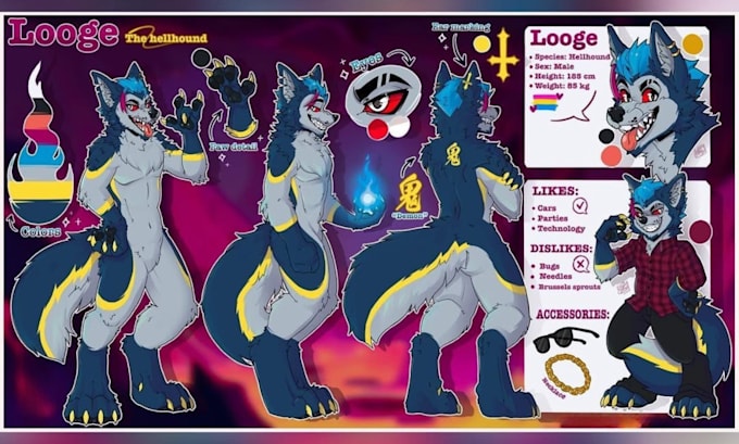 Draw furry reference sheet fursona character reference sheet furry art ...