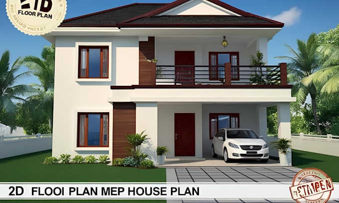 Draw 2d floor plan mep house plan, do architectural stamp for usa city permit by Eng_yalmal | Fiverr