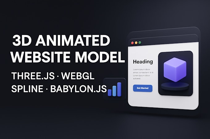 3d animated website model 3d web elements using threejs webgl spline babylonjs by Danny_webpro12 ...