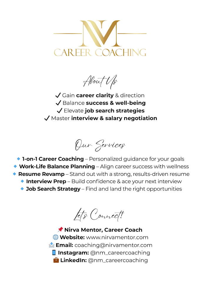 Create a custom career wellness plan for you by Nmcoaching23 | Fiverr