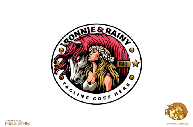 Create sport mustang lady with horse beauty logo by Astriders | Fiverr