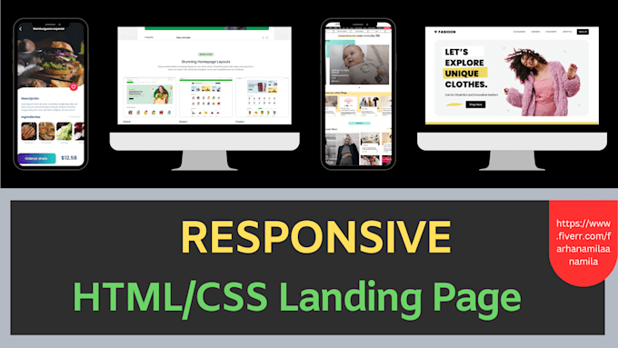 Make front end html css responsive landing page by Farhanamila | Fiverr