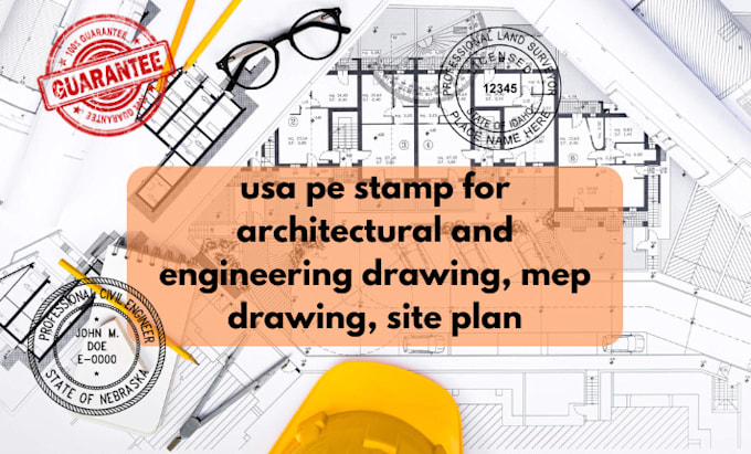 Usa pe stamp for architectural and engineering drawing, mep drawing ...