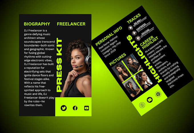 Design clickable artist electronic press kit, music epk dj link enable press kit by Yusroh_babs ...
