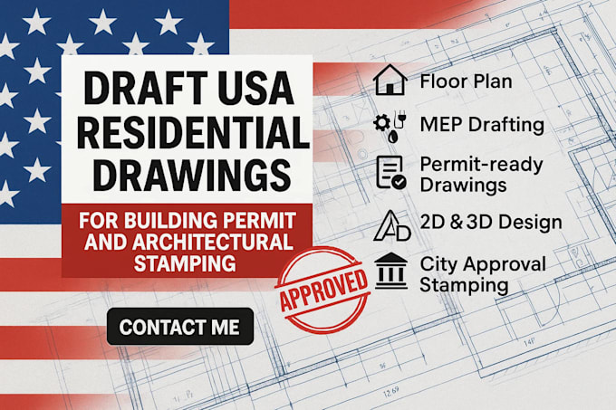 Draft usa residential drawings for building permit and architectural ...