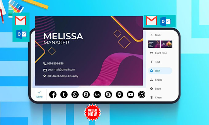 Design beutiful businesss cards, email signatures for gmail, outlook ...