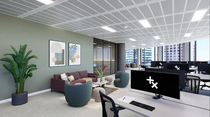 Renew interior office model,3d floor plan, equipment office,layou ...